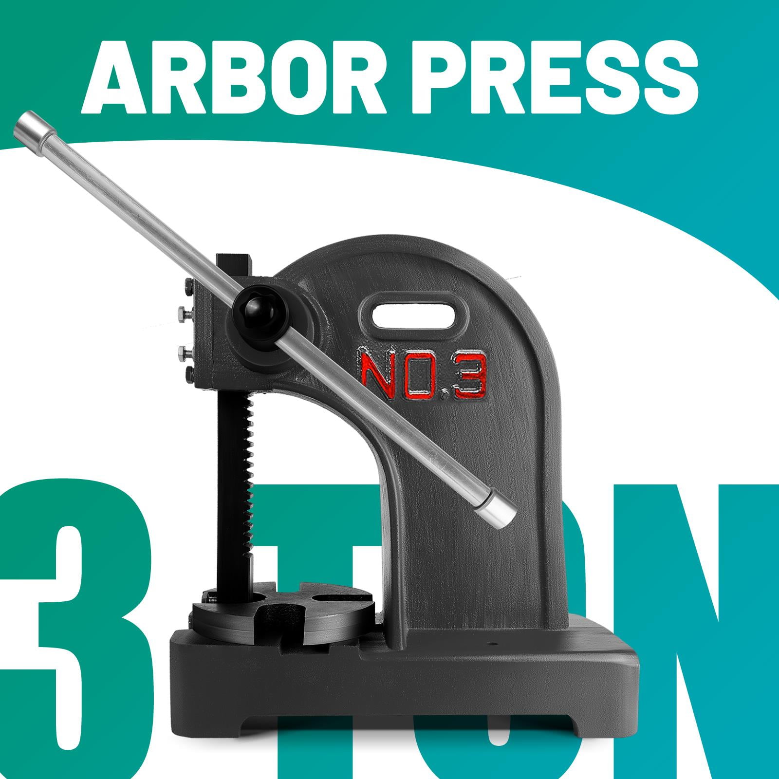 3 Ton Arbor Press, Manual Arbor Press Tooling with 12" Maximum Height ...