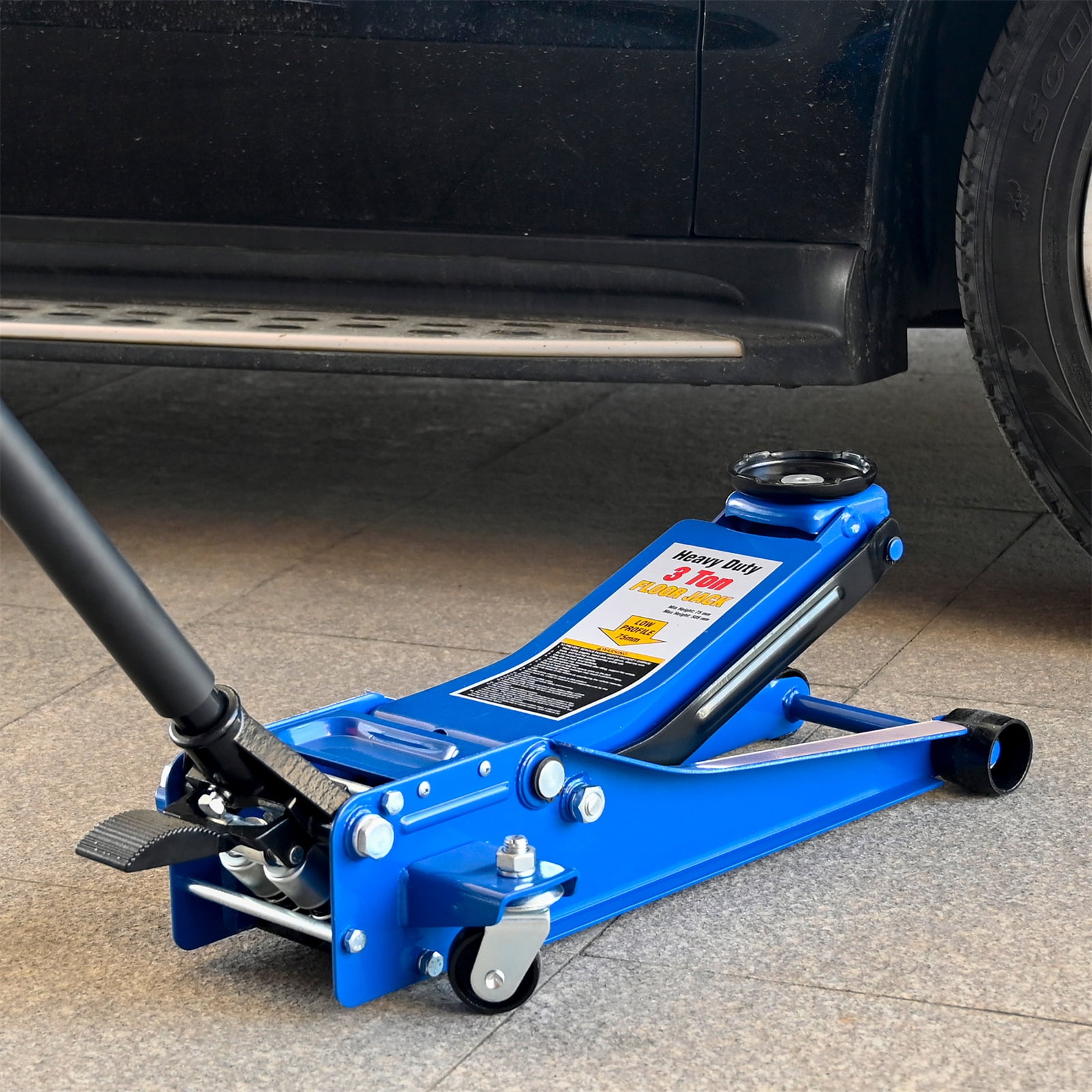 3 Ton Floor Jack with Foot Pedal, Steel Hydraulic Jack with Horizontal ...