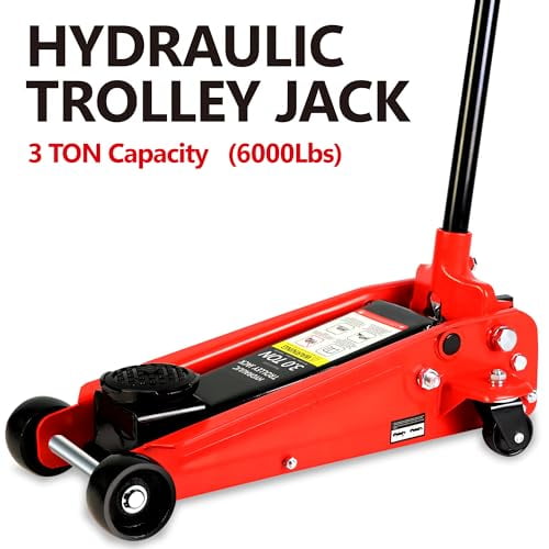 3 Ton Floor Jack, Hydraulic Low Profile Rise Floor Jack with Single ...