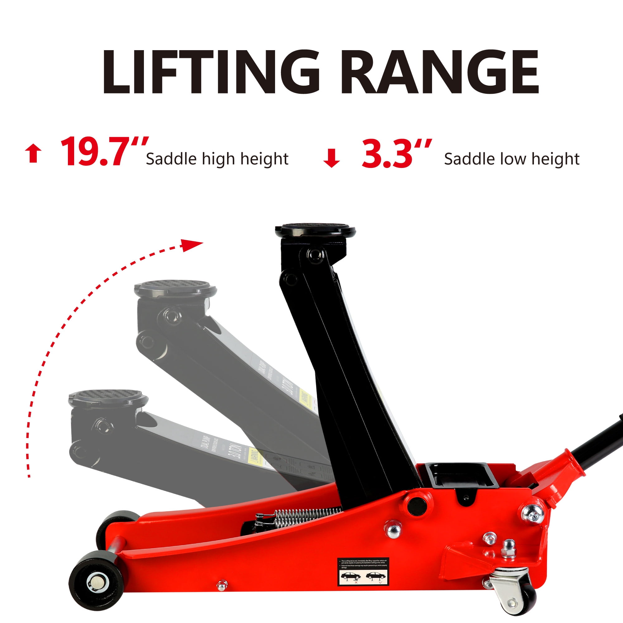 3 Ton Hydraulic Floor Jack Dual Pump Quickly Lifting Low Profile ...
