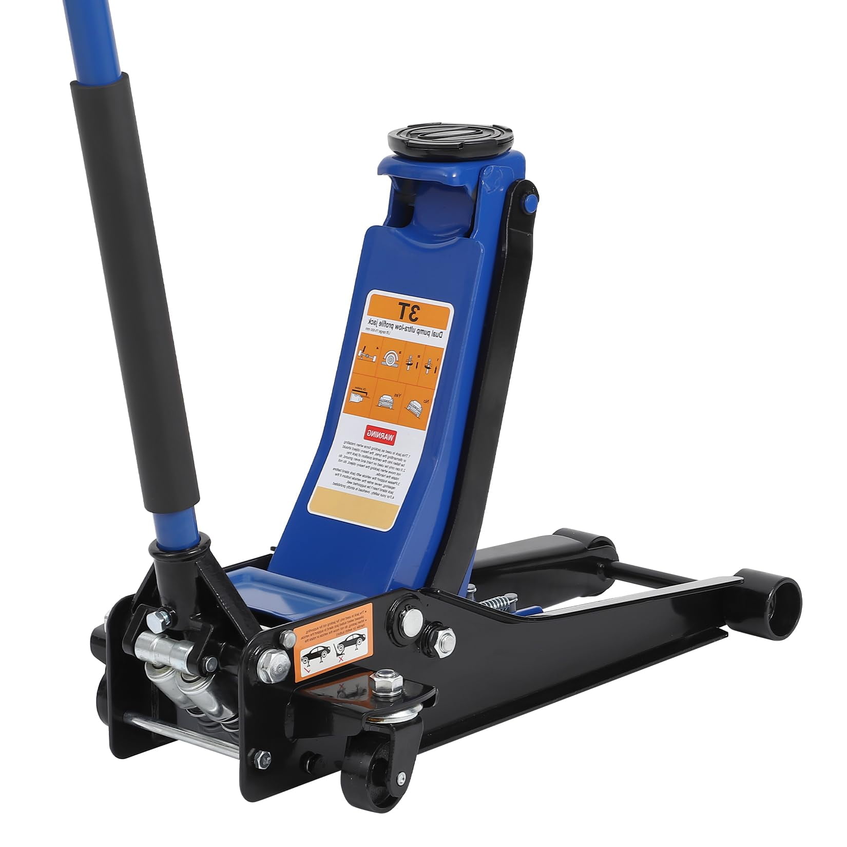 3 Ton Low Profile Floor Jack, Dual Piston Hydraulic Pump, Heavy Duty ...