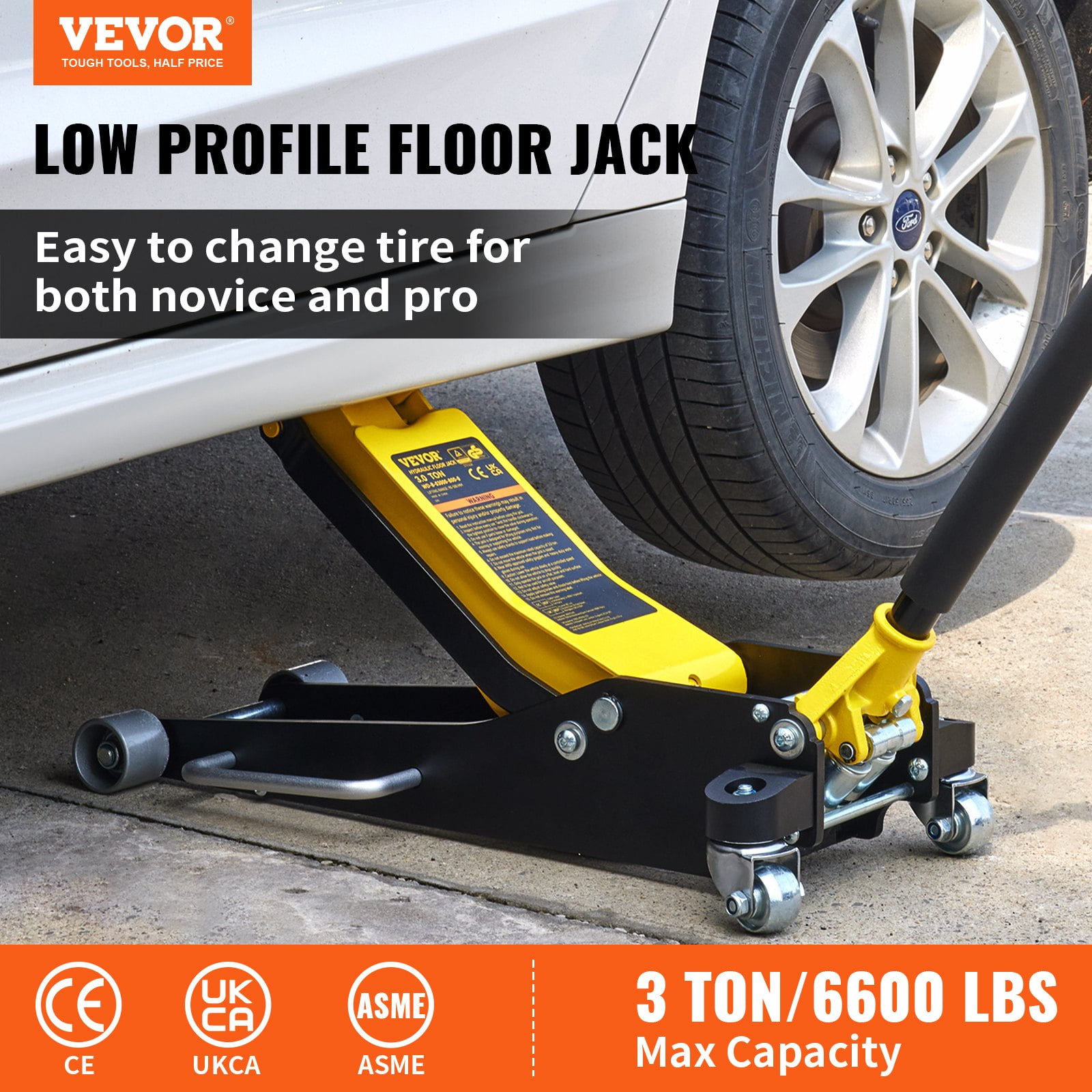 3 Ton Low Profile Racing Floor Jack with Dual Pump for Lifting Cars ...