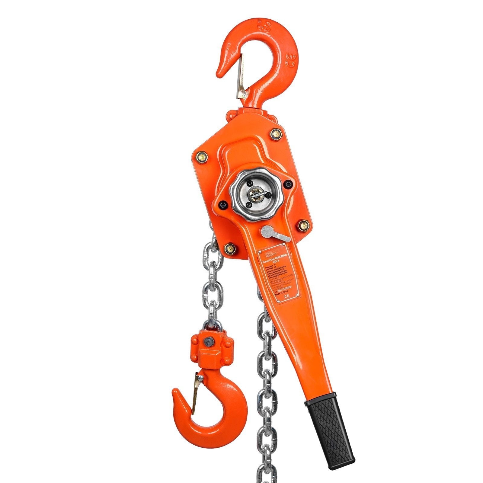 3-Ton lever chain crane, 10-foot lift G80 galvanized steel, with double ...