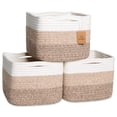 3-Tone Brown Cotton Rope Woven Storage Baskets 3-Pack For Organizing ...