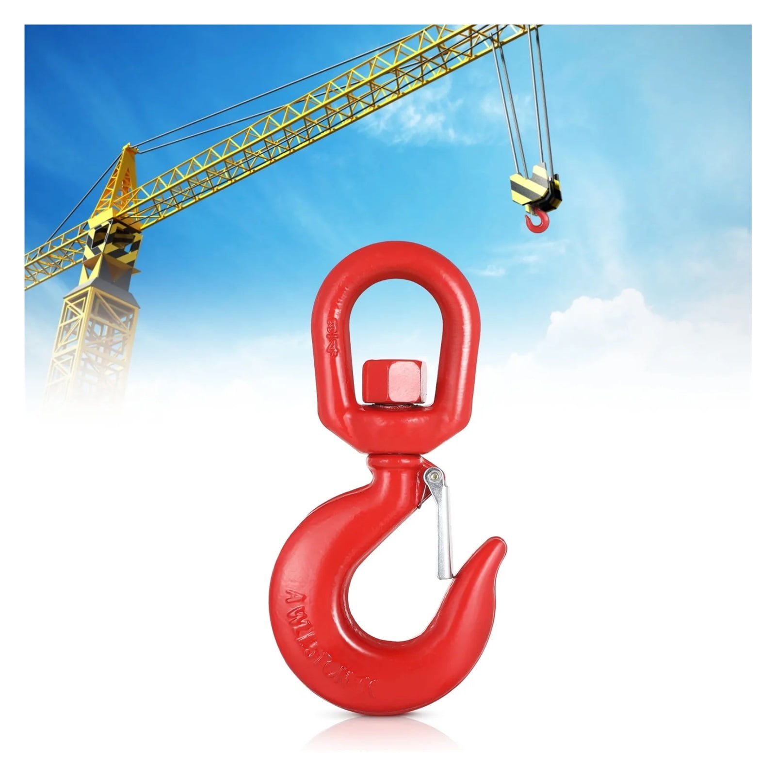 3 Tons Swivel Lifting Hook, Crane Swivel Hook With Safety Latch G80 ...