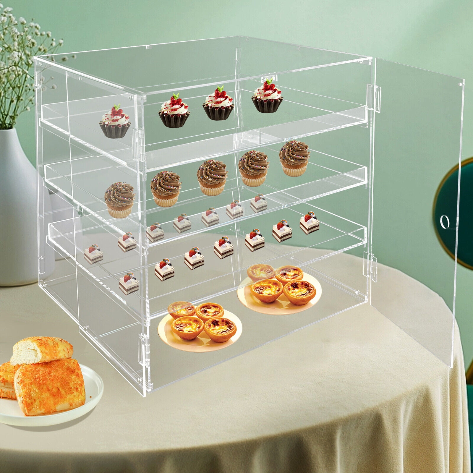 3-Tray Cupcake Holder & Cake Organizer, Acrylic Dessert Stand Bakery ...