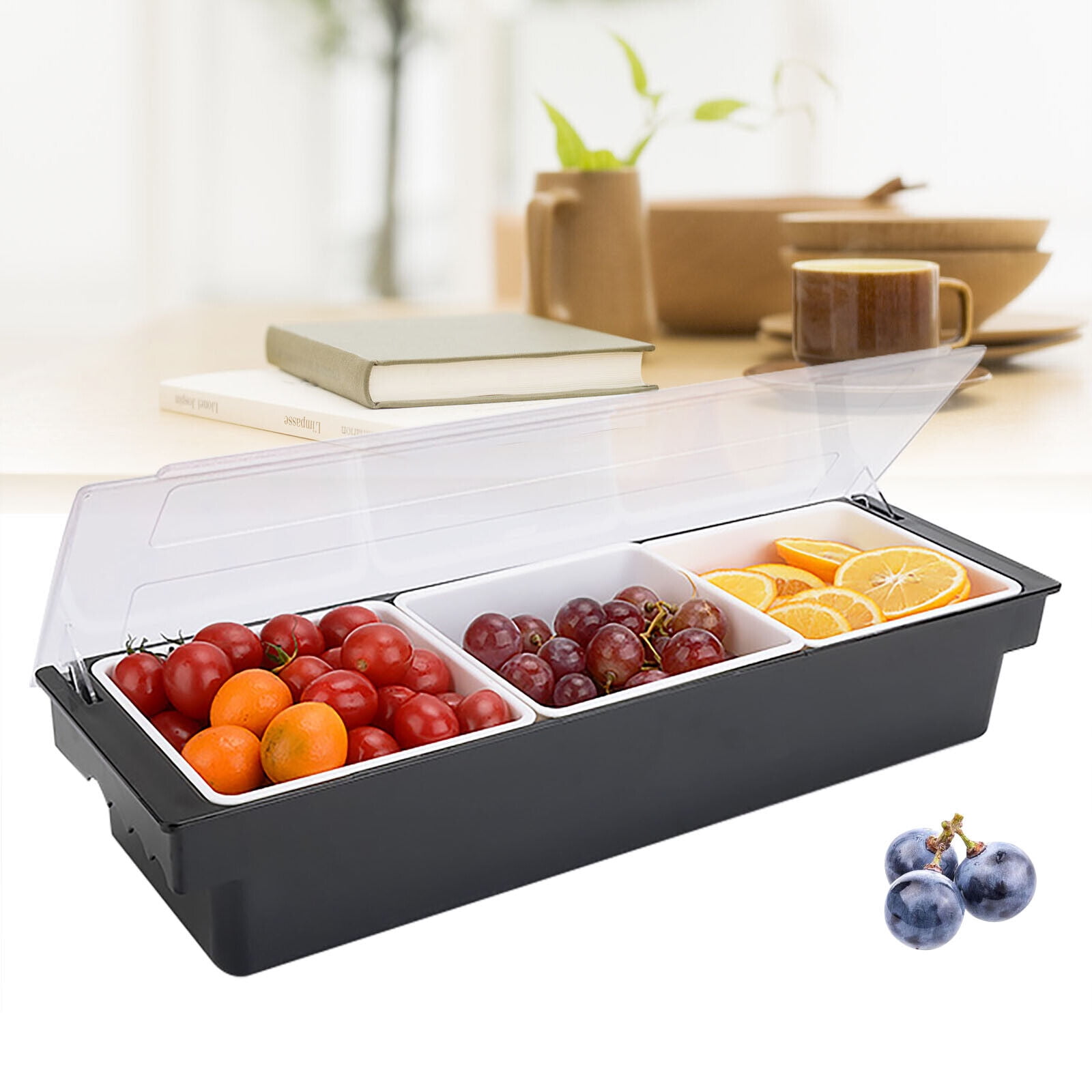 3 Tray Food Condiment Dispenser Bar Top Garnish Center Fruit Caddy ...