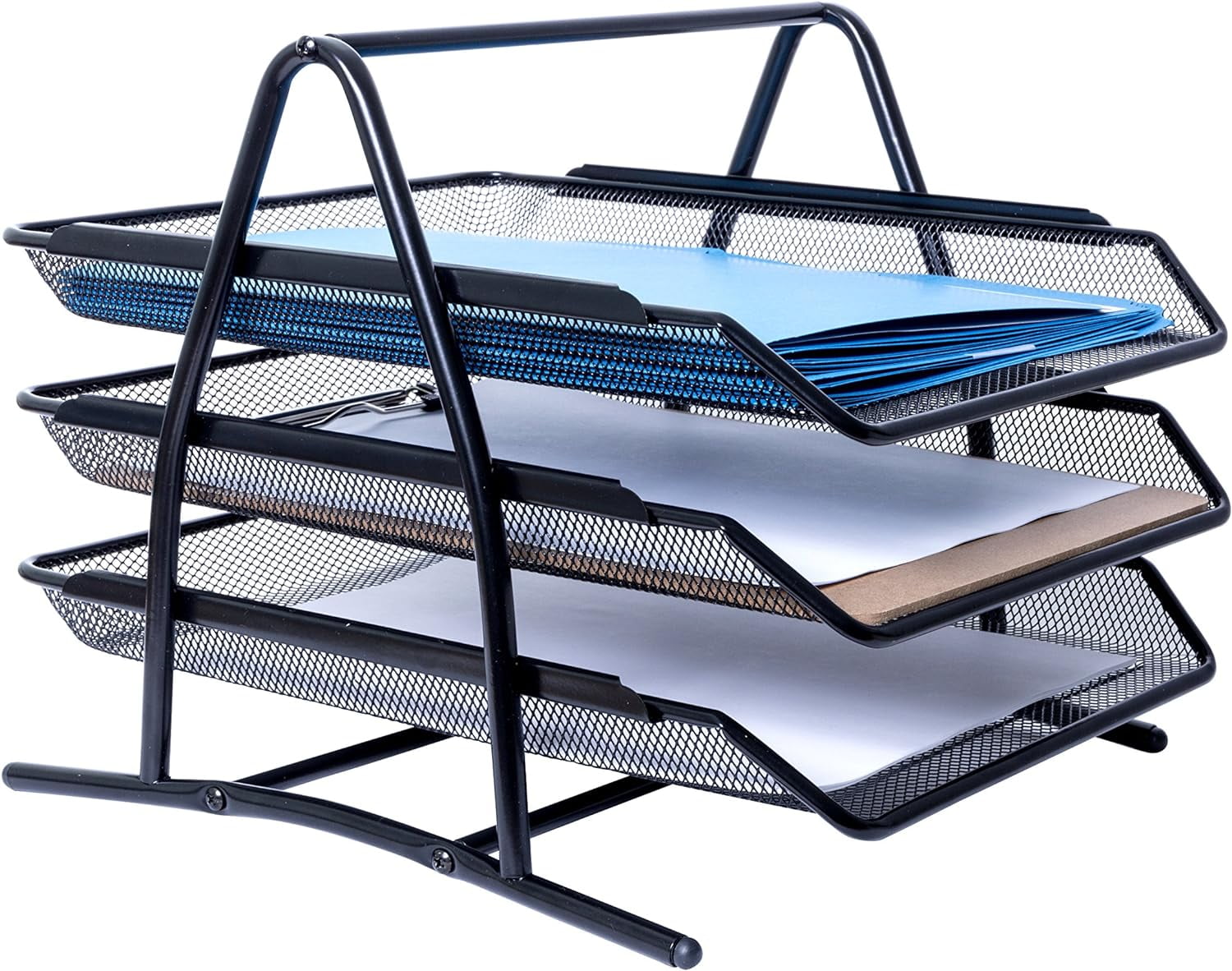 3 Tray Metal Desktop File Organizer, 3 Tier File Mesh Organizers ...