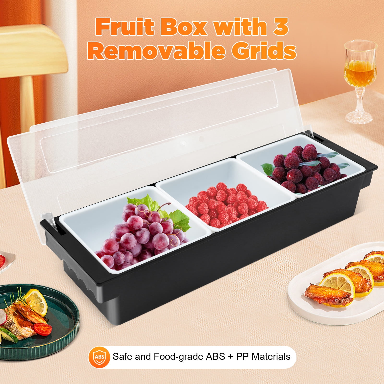3 Tray Plastic Fruit Box with Removable Grids - Food-Grade Storage ...