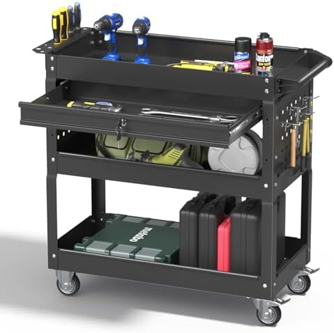 3 Tray Rolling Tool Cart, 400 LBS Capacity Mechanic Tool Carts on ...