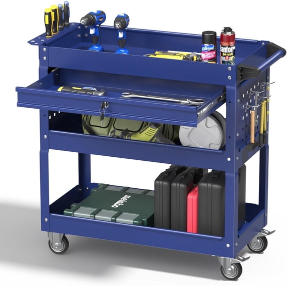 3 Tray Rolling Tool Cart with Drawers, 400 LBS Capacity Mechanic Tool ...