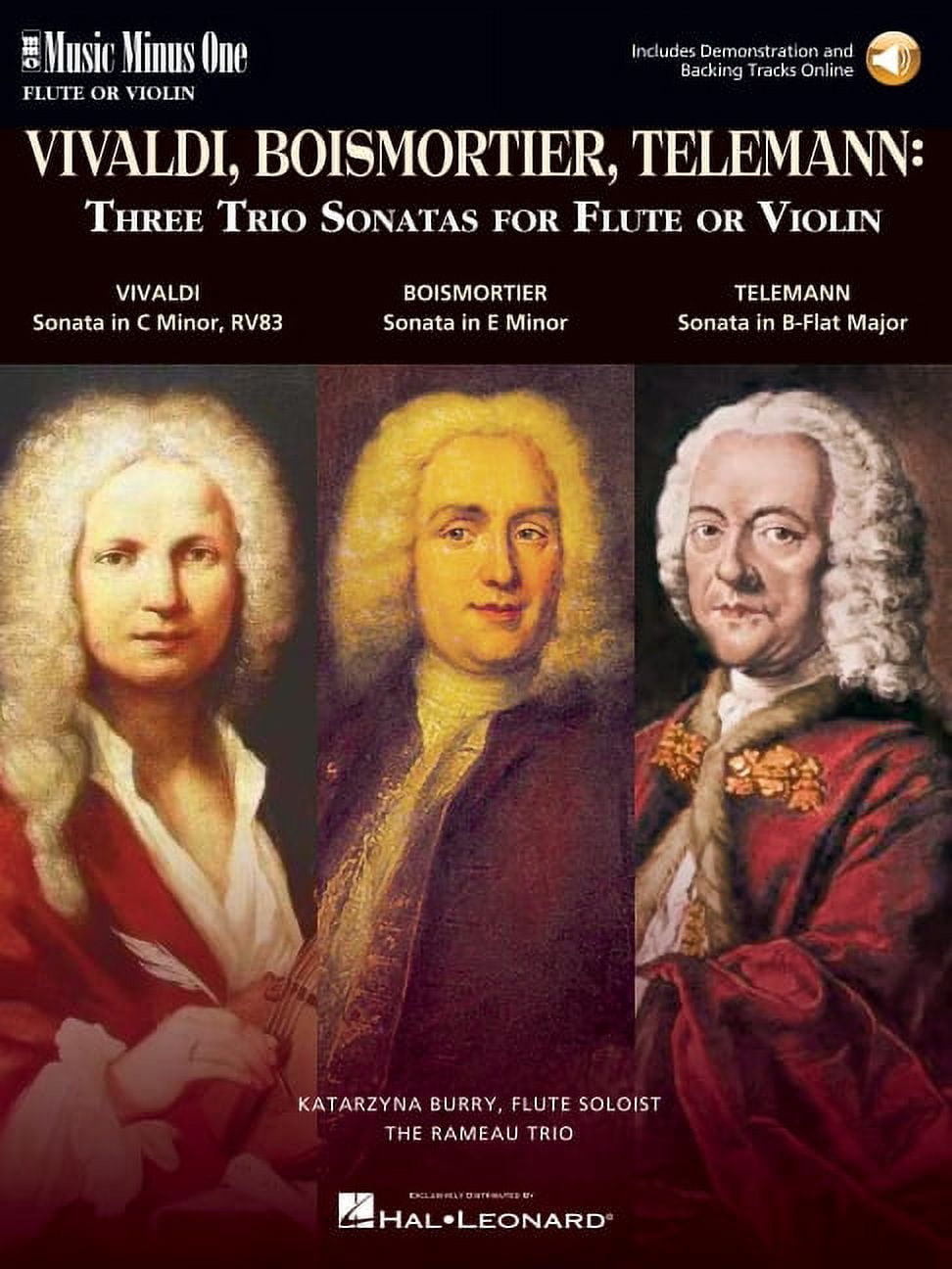 3 Trio Sonatas: Vivaldi, Boismorter and Telemann: Music Minus One Flute or Violin - Walmart.com