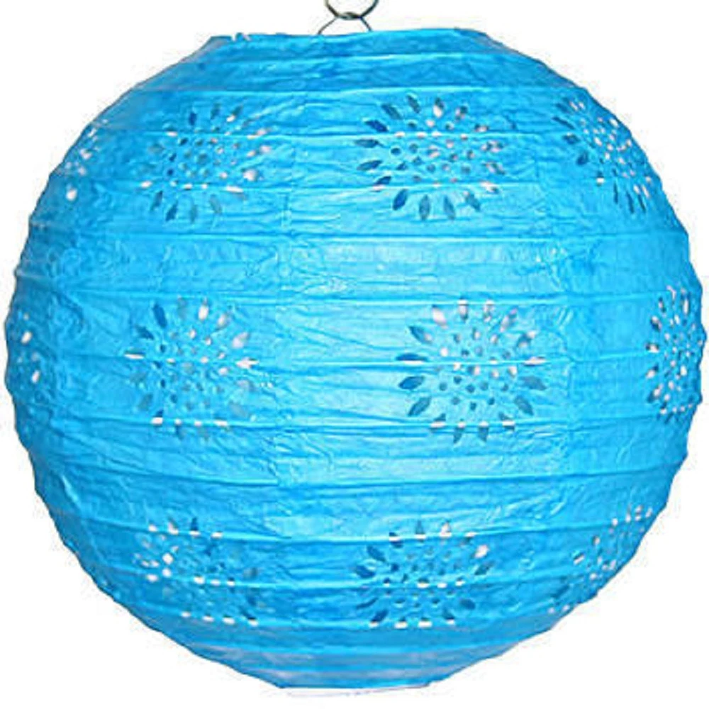 3 Turquoise Paper Lace Pattern Lanterns 8" Diameter Wedding Party ...