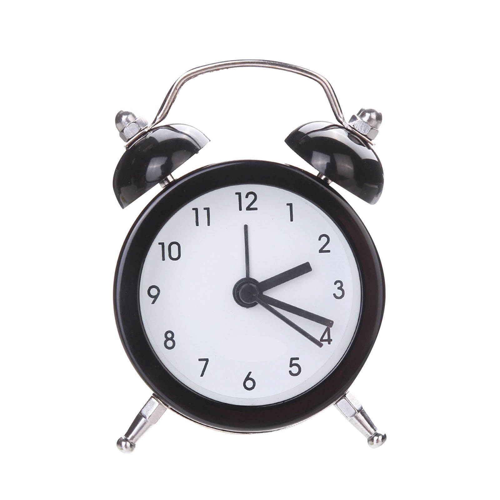 3" Twin Bell Loud Alarm Clock Round Backlight Analog Non Ticking ...