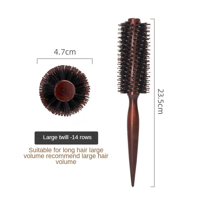 3 Types Bristle Solid Wood Curly Hair Comb Natural Boar Bristle Rolling ...