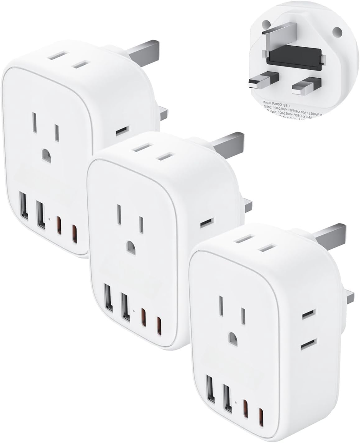 3 to UK Ireland Travel Plug ,Grounded Type G For Travel with 4 Outlets ...