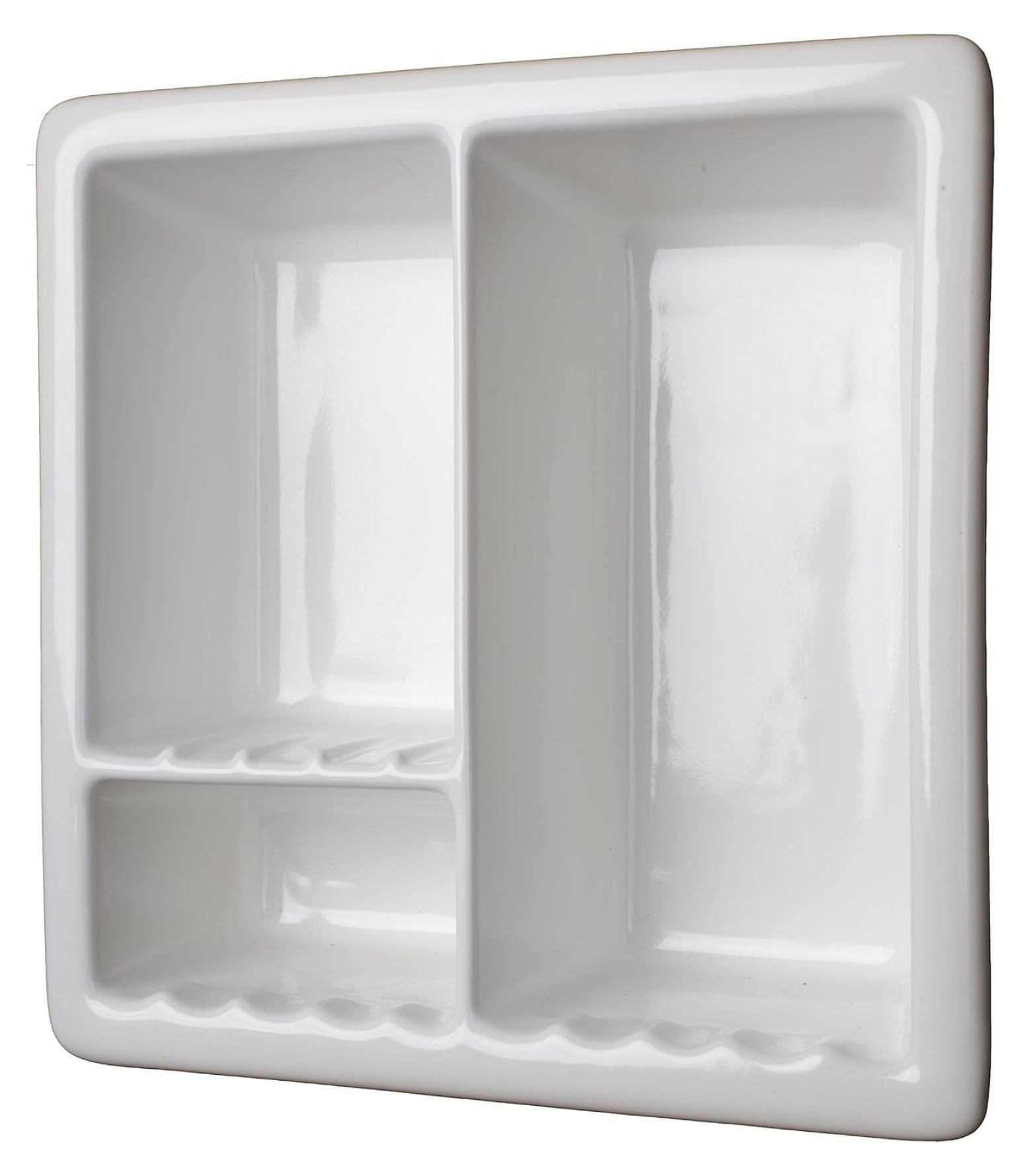 3 USA made Ceramic Recessed Shower Niche 3 compartment shampoo shelf ...