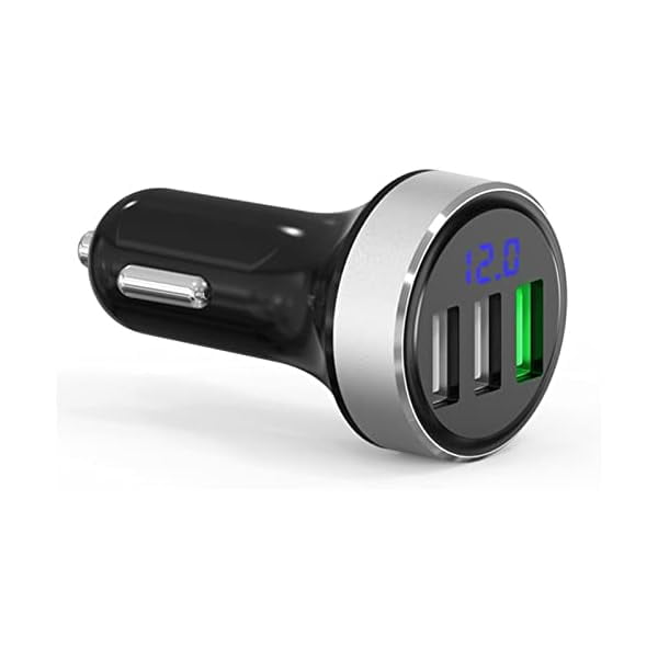 3 USB Car Charger,12V/24V Voltage Meter, QC3.0 Output 4.8A, Cigarette ...