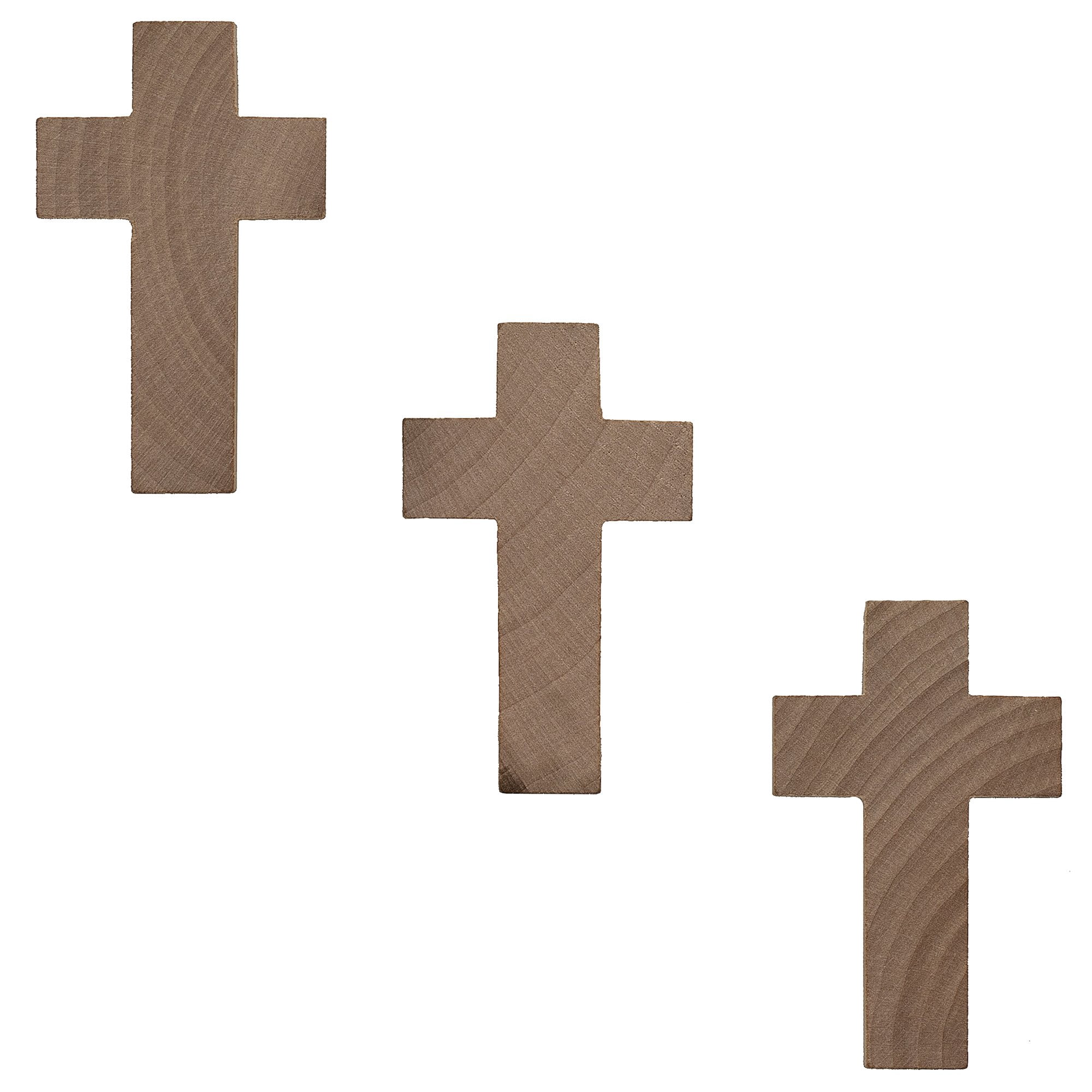 3 Unfinished Wooden Cross Shapes Cutouts DIY Crafts 2.7 Inches ...