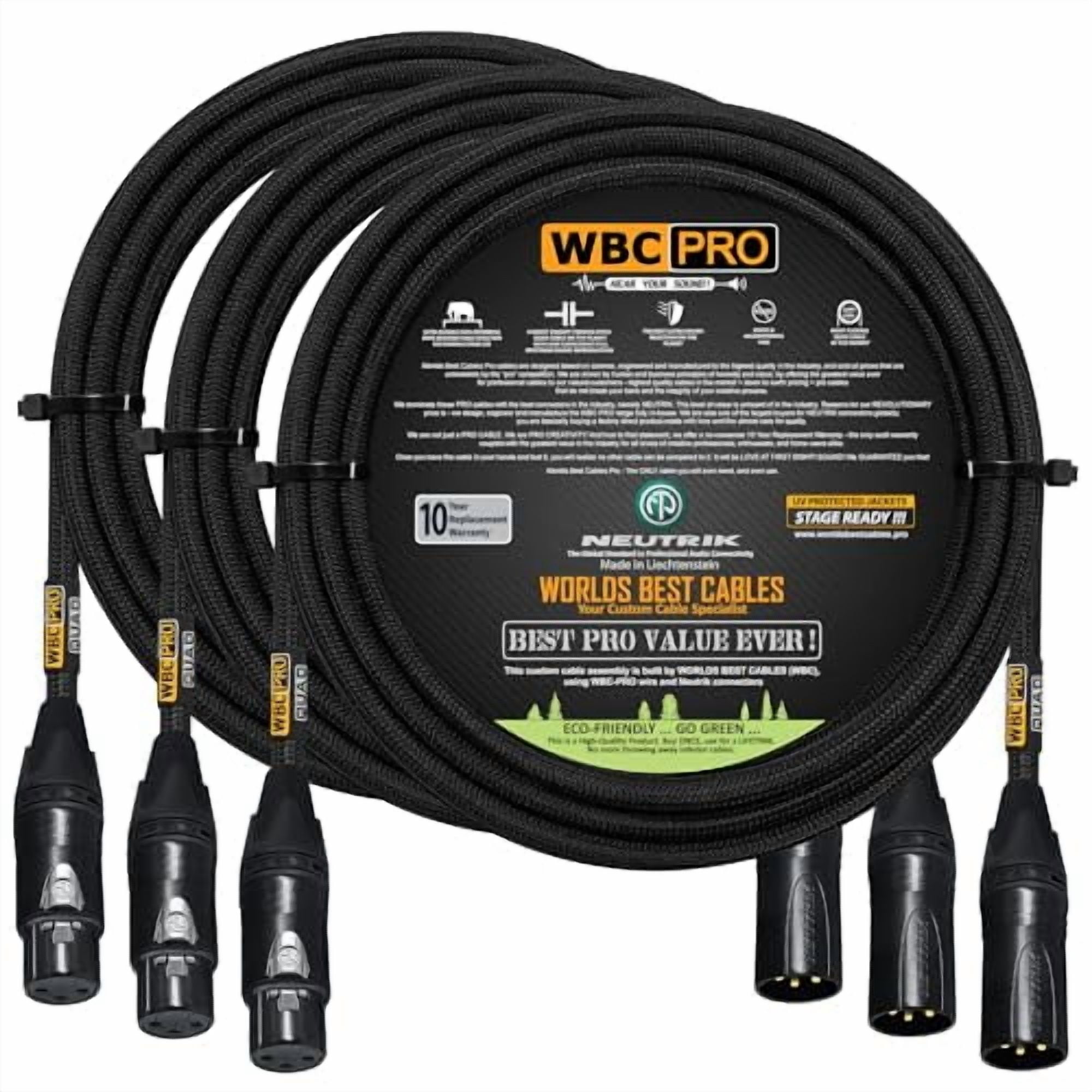 3 Units - 10 Foot - WBC-PRO-Quad Ultra-Silent Ultra-Flexible Balanced ...