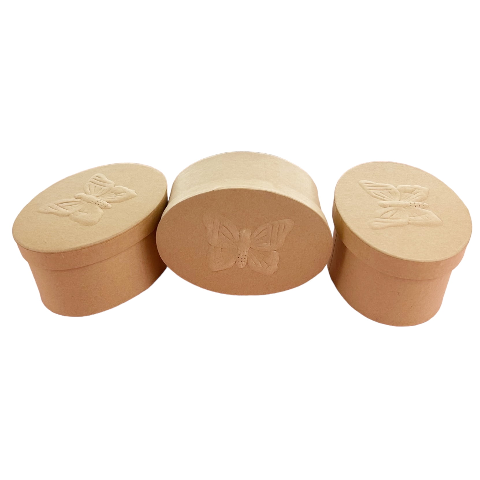 3 Units of Oval Box with Butterfly Embossed Lid - Walmart.com