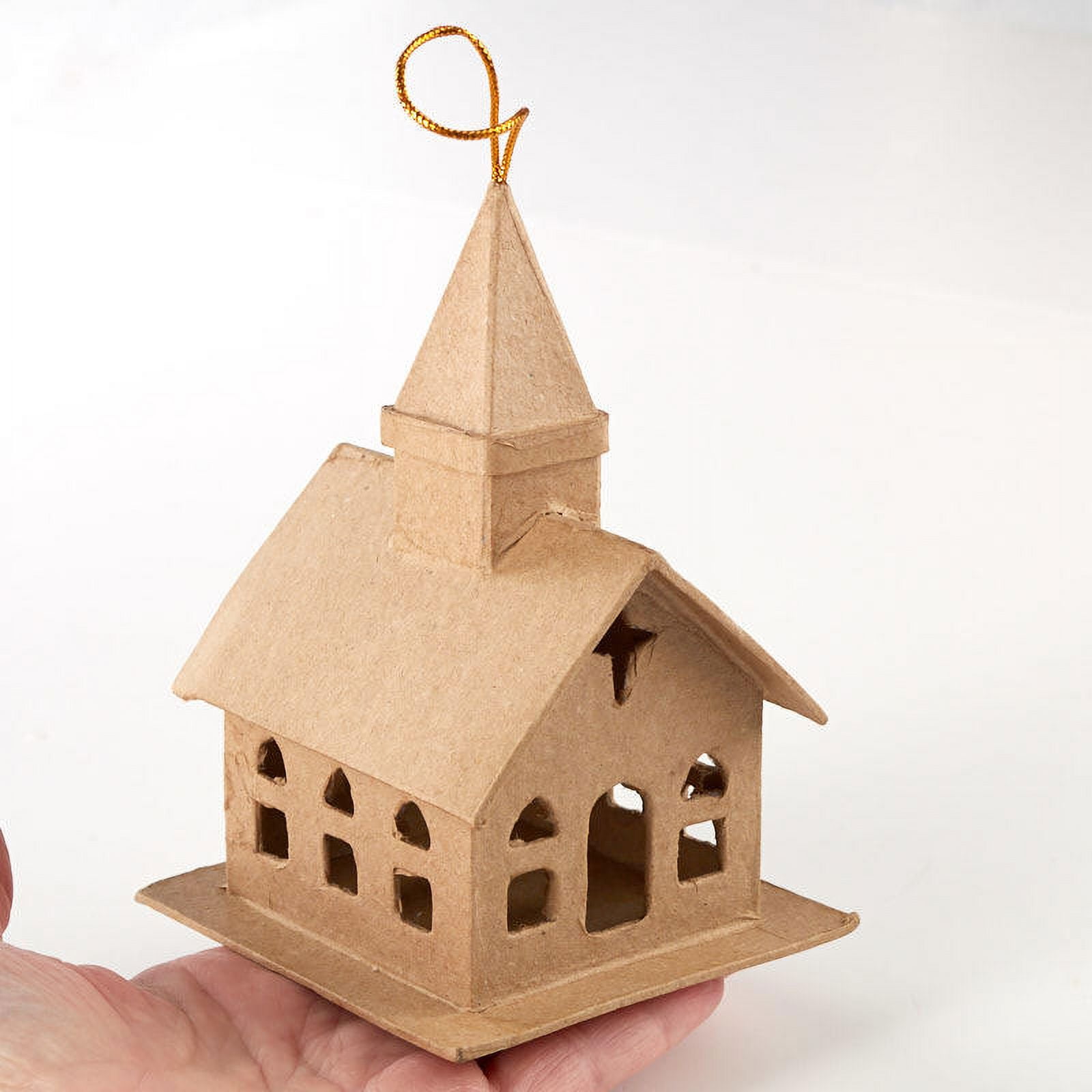 3 Unpainted Paper Mache Churches - Decorative Pieces for Religious ...