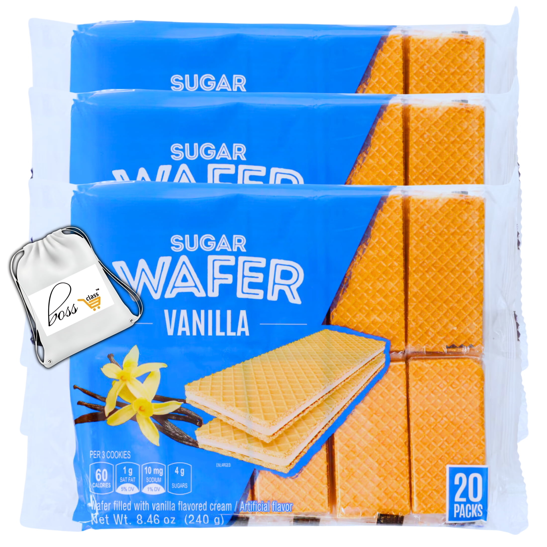 (3) Vanilla Sugar Wafers, 8.46oz - 60 Packs Total Delicious Crispy ...