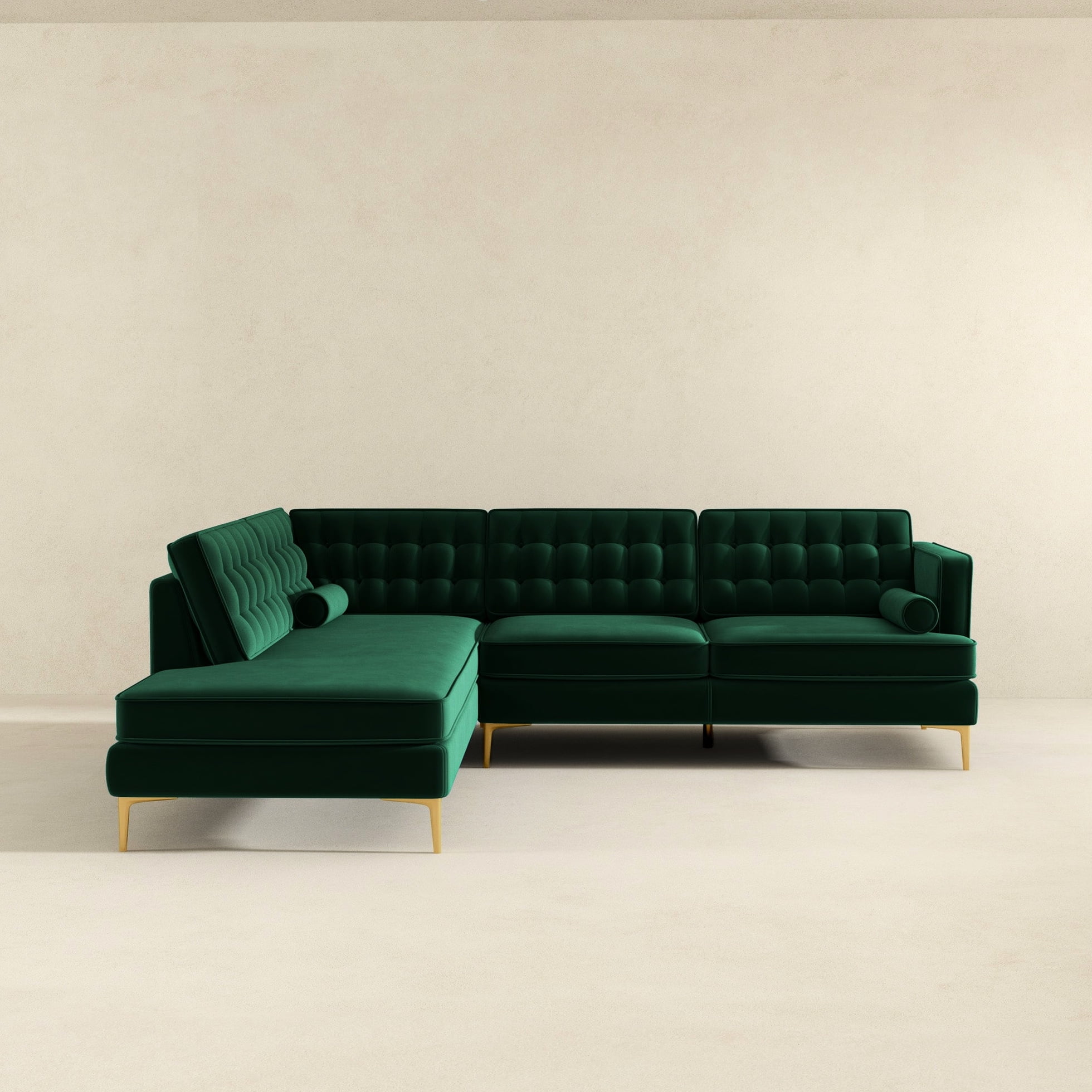3 Velvet Sectional With A Timeless Appeal Reversible Back Cushion ...