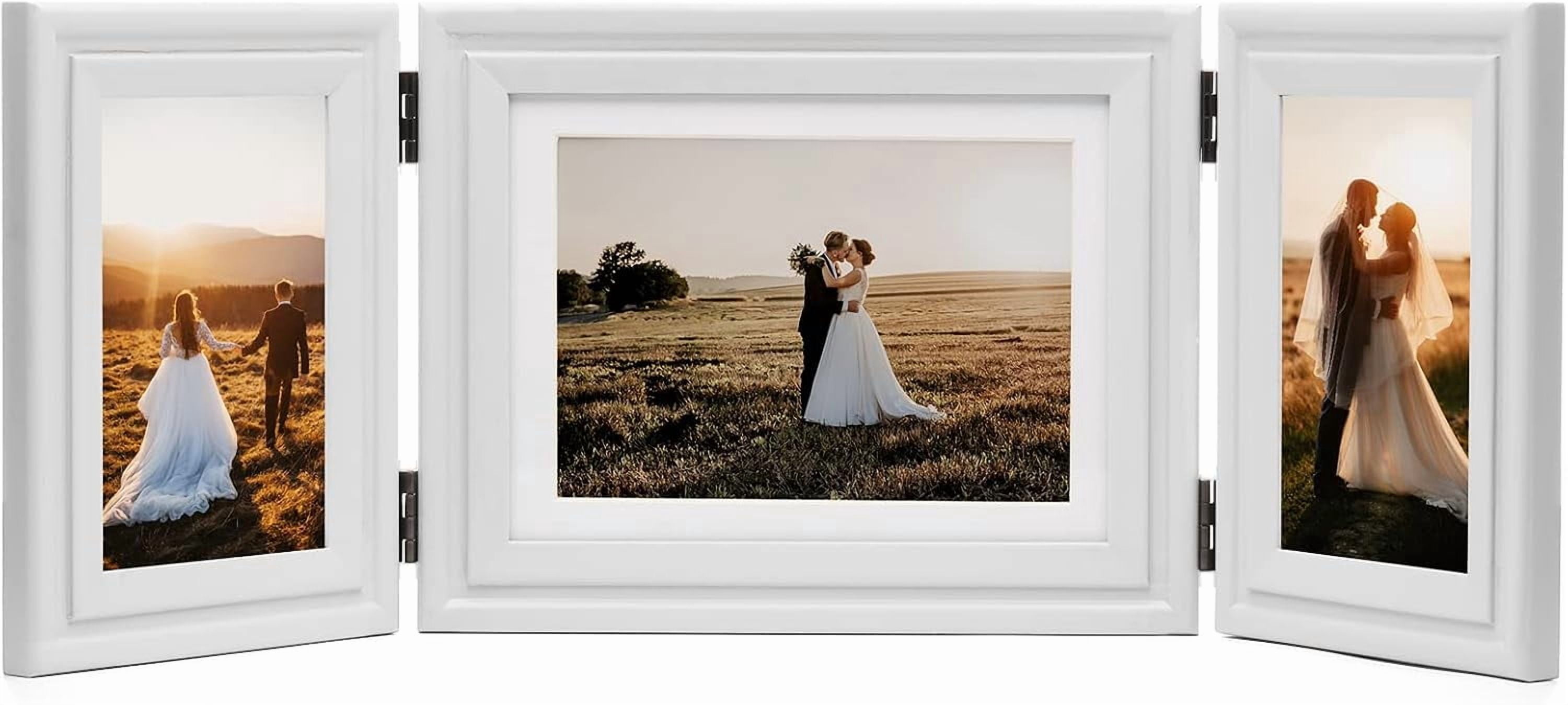 3 Vertical Horizontal 4X6 and 5X7 Picture Frames Hinged Wood Folding ...