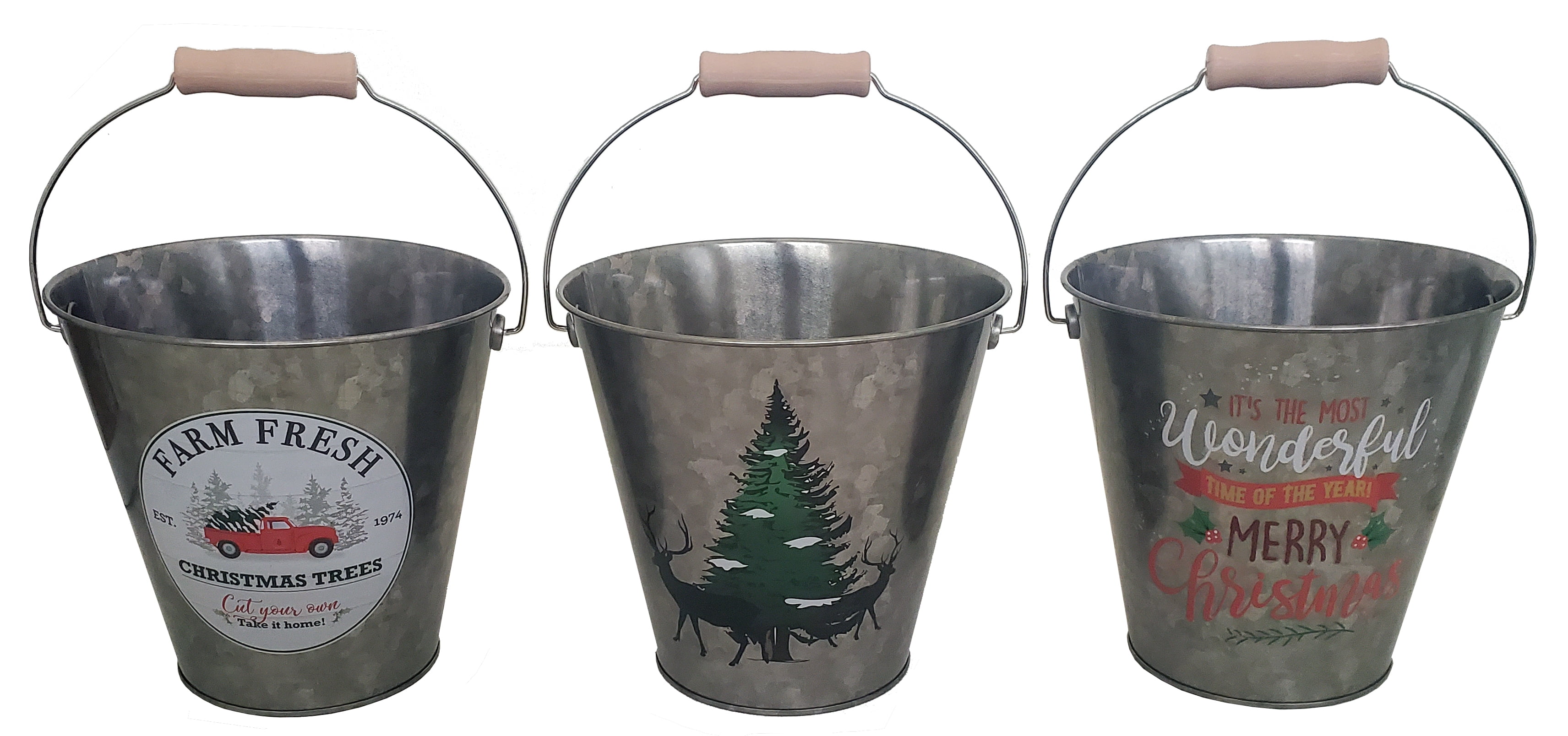 3 Vintage Holiday Themed Buckets with Handles (3 pack) - Walmart.com