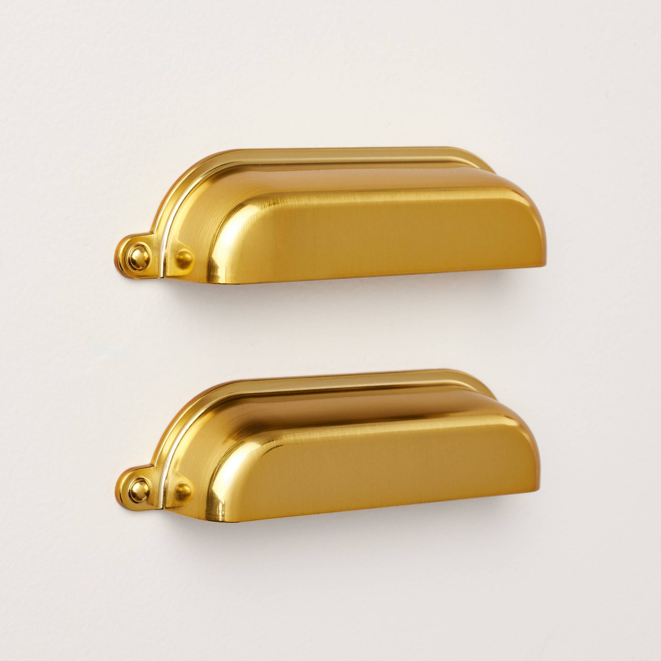 3" Vintage Library Drawer Bin Pulls Brass Plated (Set of 2): Zinc Alloy ...