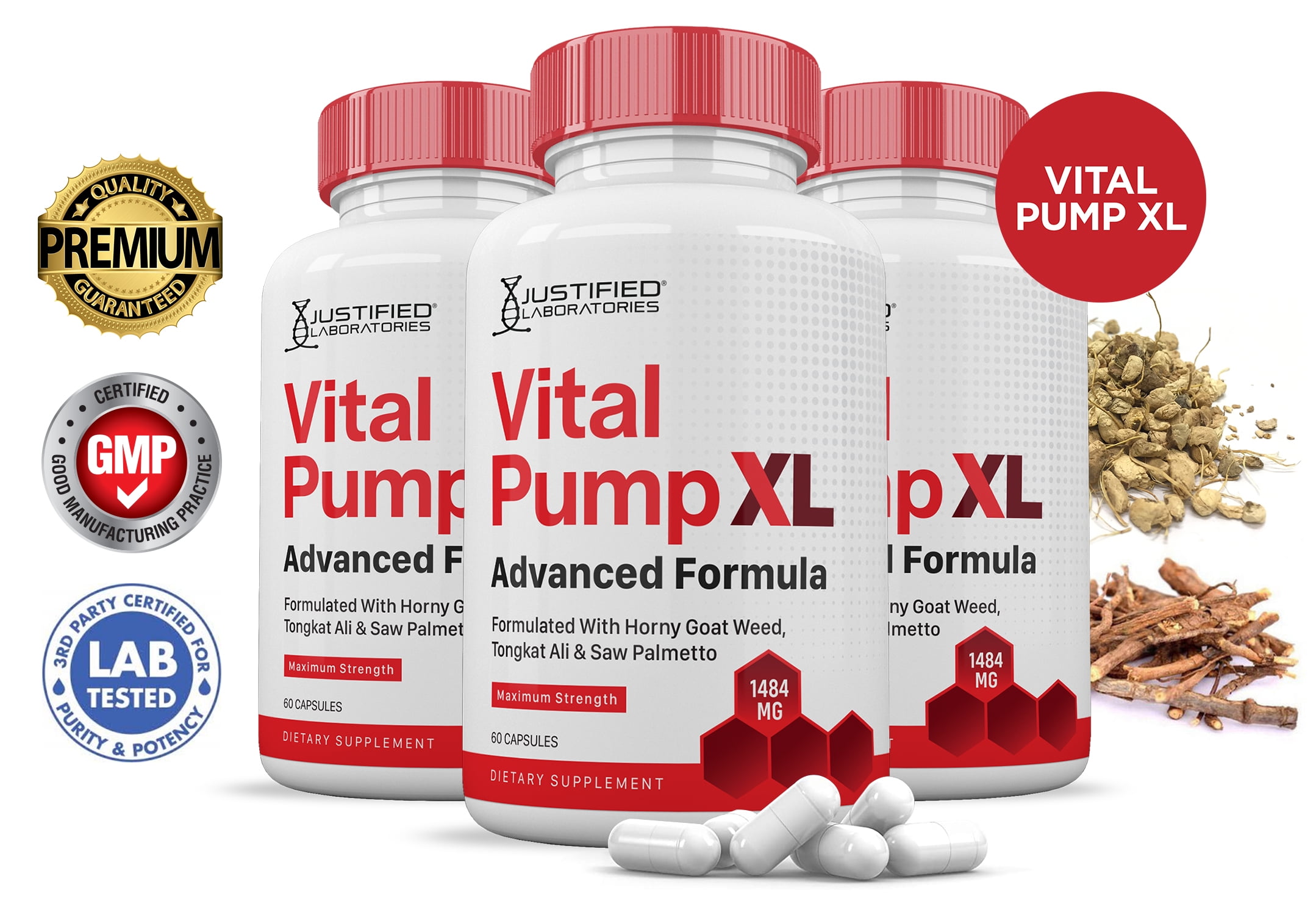 (3) Vital Pump XL Pills 1484MG Advanced Formula Proprietary Blend for ...