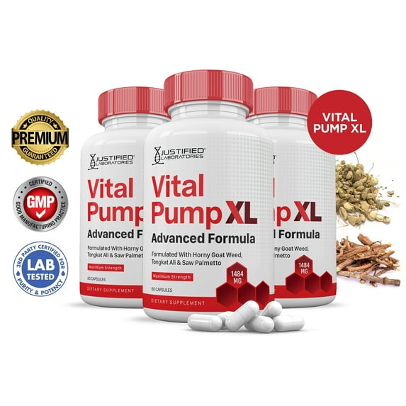 (3) Vital Pump XL Pills 1484MG Advanced Formula Proprietary Blend for ...