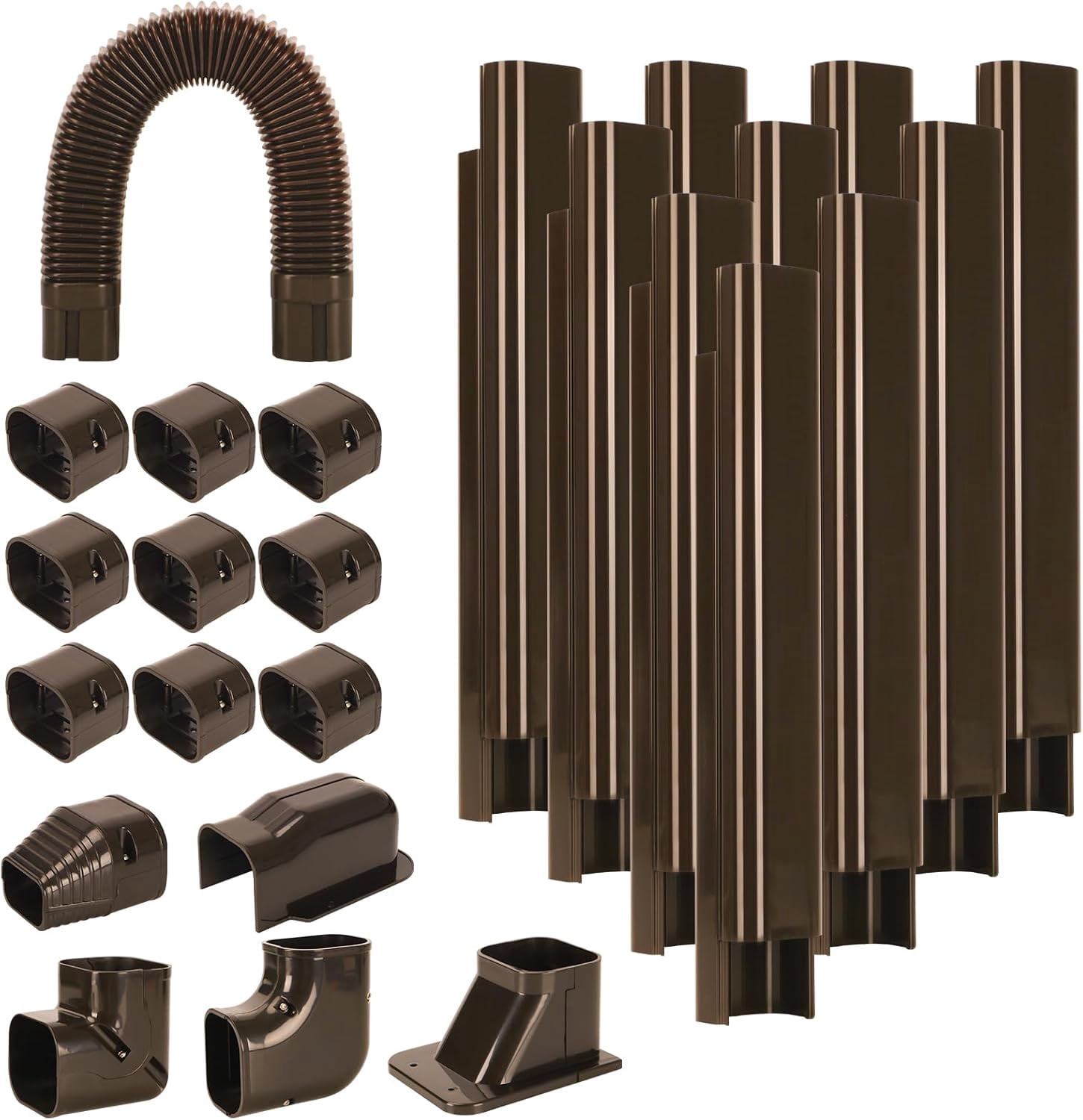 3" W 16.1 Ft Line Set Cover Kit for Mini Split Air Conditioner Brown ...