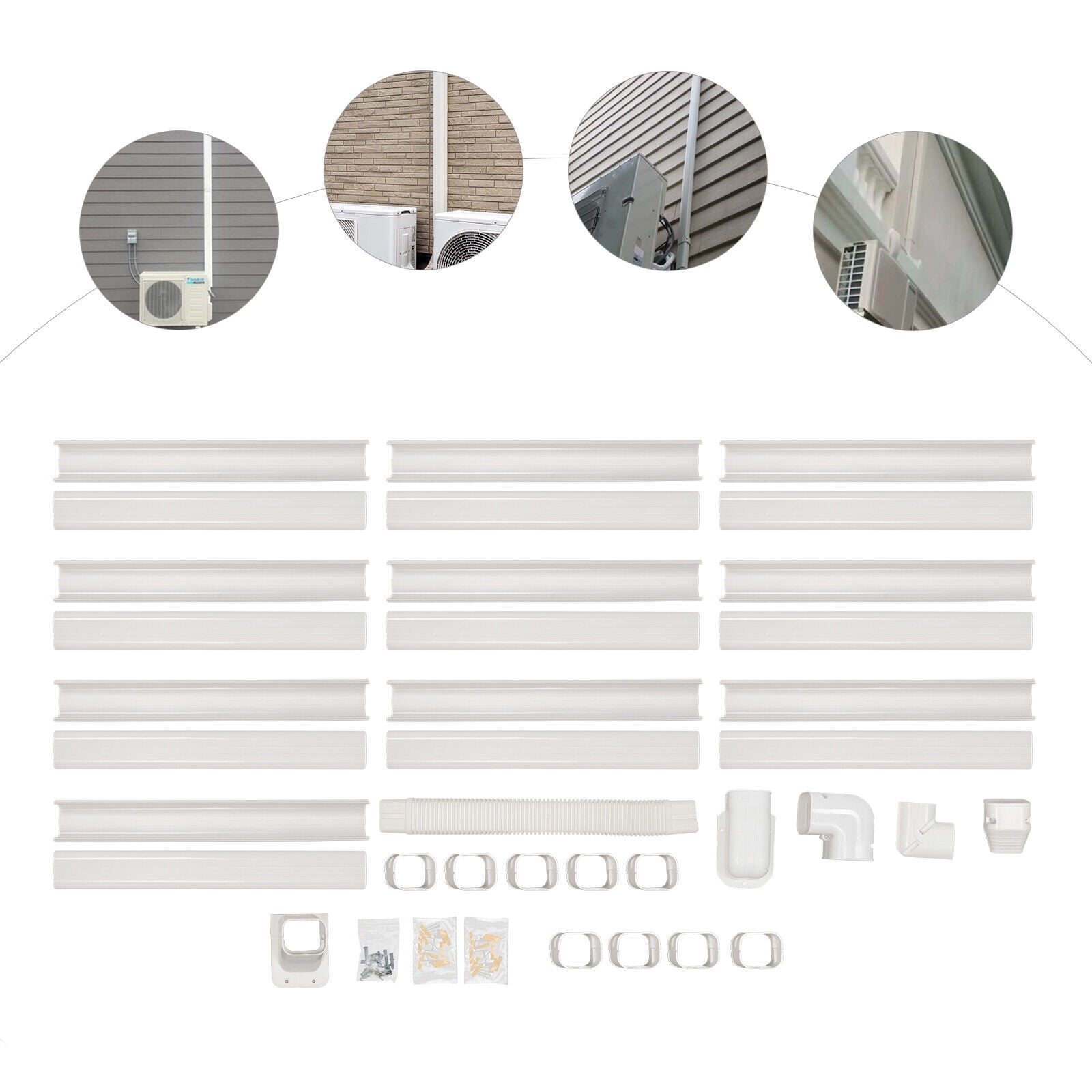 3" W 16.1' Pro Line Set Cover Kit Mini Split/Central Air Conditioner ...