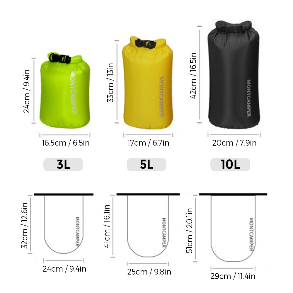 3 Waterproof Dry Sacks Pack Of 3 Lightweight Waterproof Storage Dry ...
