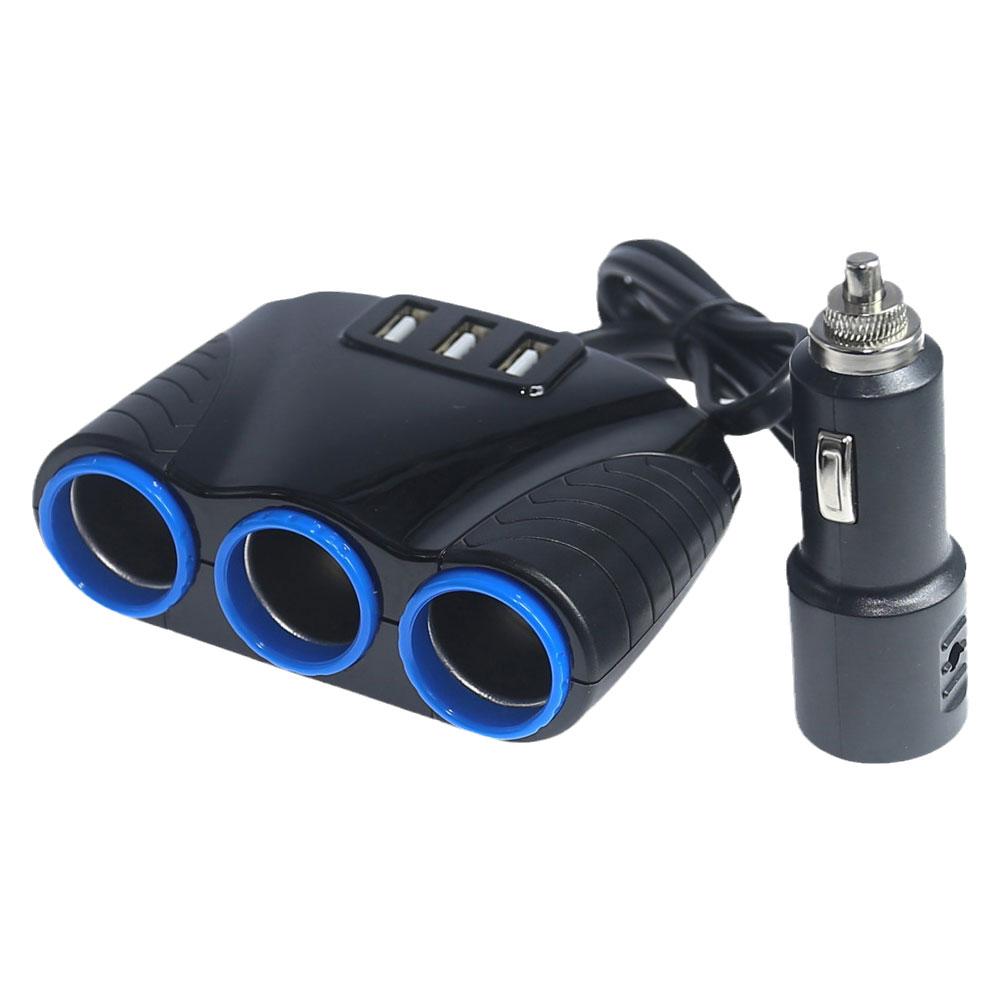 3 Way 12V 24V Multi Socket Car Cigarette Lighter Socket Extension ...