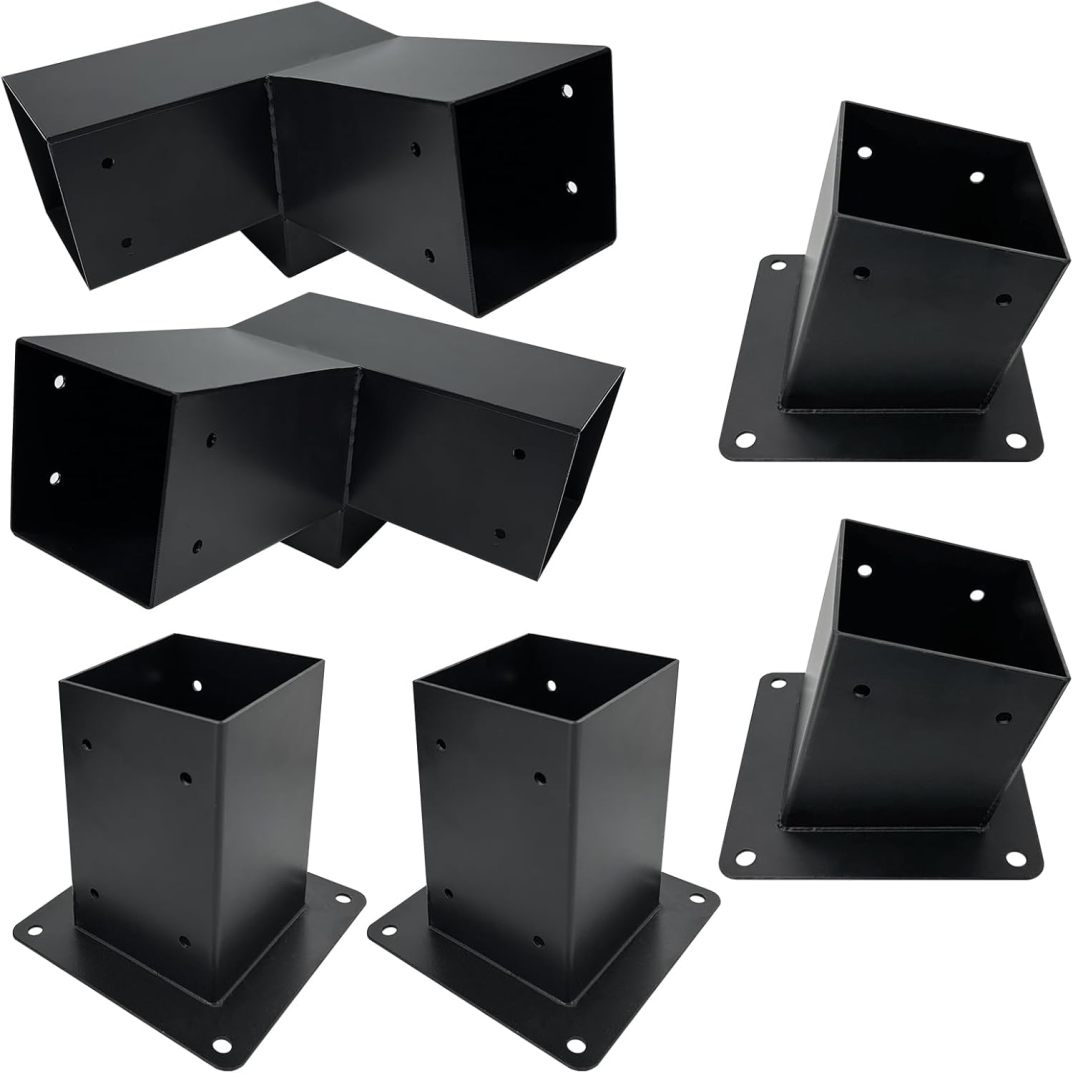 3-Way 15 Degree Pegola Bracket Kits,Woodwork Brackets with Post Base ...