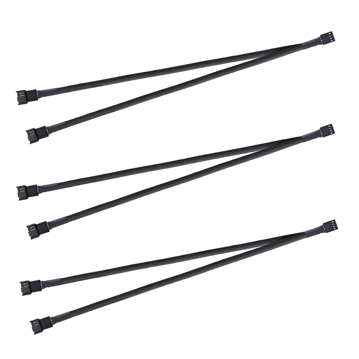 3 Way 4 Pin PWM Fan Splitter,Adapter Cable Sleeved Braided Y Splitter ...