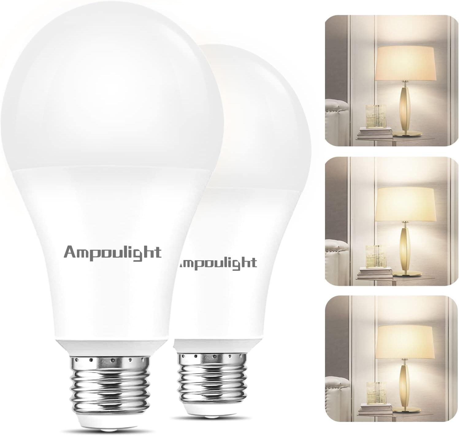 Ampoulight 3-Way LED Light Bulbs, 50/100/150W Equivalent, 5000K ...