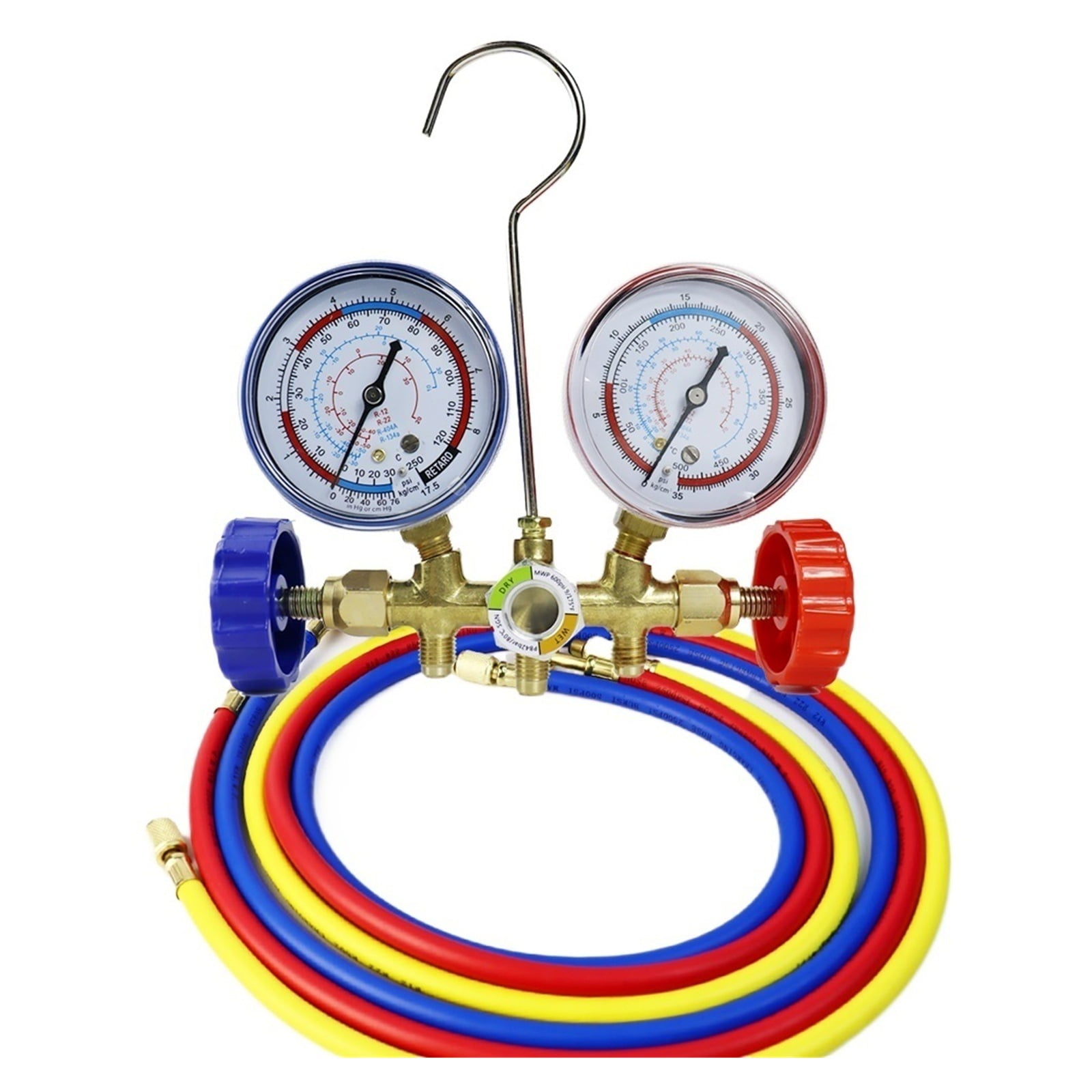 3 Way AC Diagnostic Manifold Gauge Set for Charging, Fits Refrigeration Manifold Gauge Air R12 ...