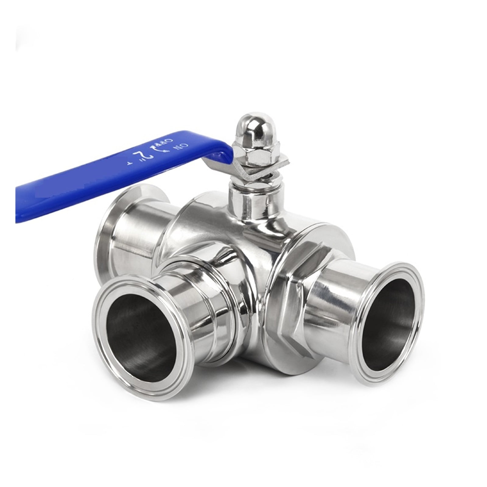 3 Way Ball Valve Pipe OD 3/4" 1" 1-1/4" 1-1/2" 2" SS304 Stainless Steel ...