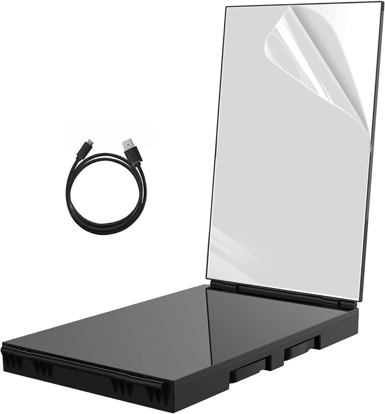 3 Way Barber Mirror with LED Lights,Dimmable Hair Cutting Tool ...