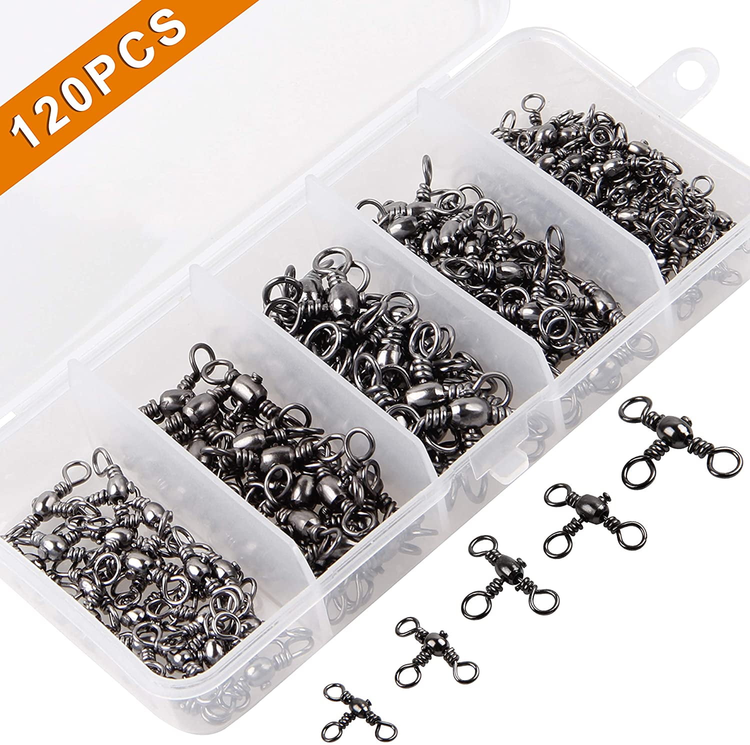 3 Way Barrel Fishing Swivels T-Turn Crossline Swivels,120Pcs Brass T ...