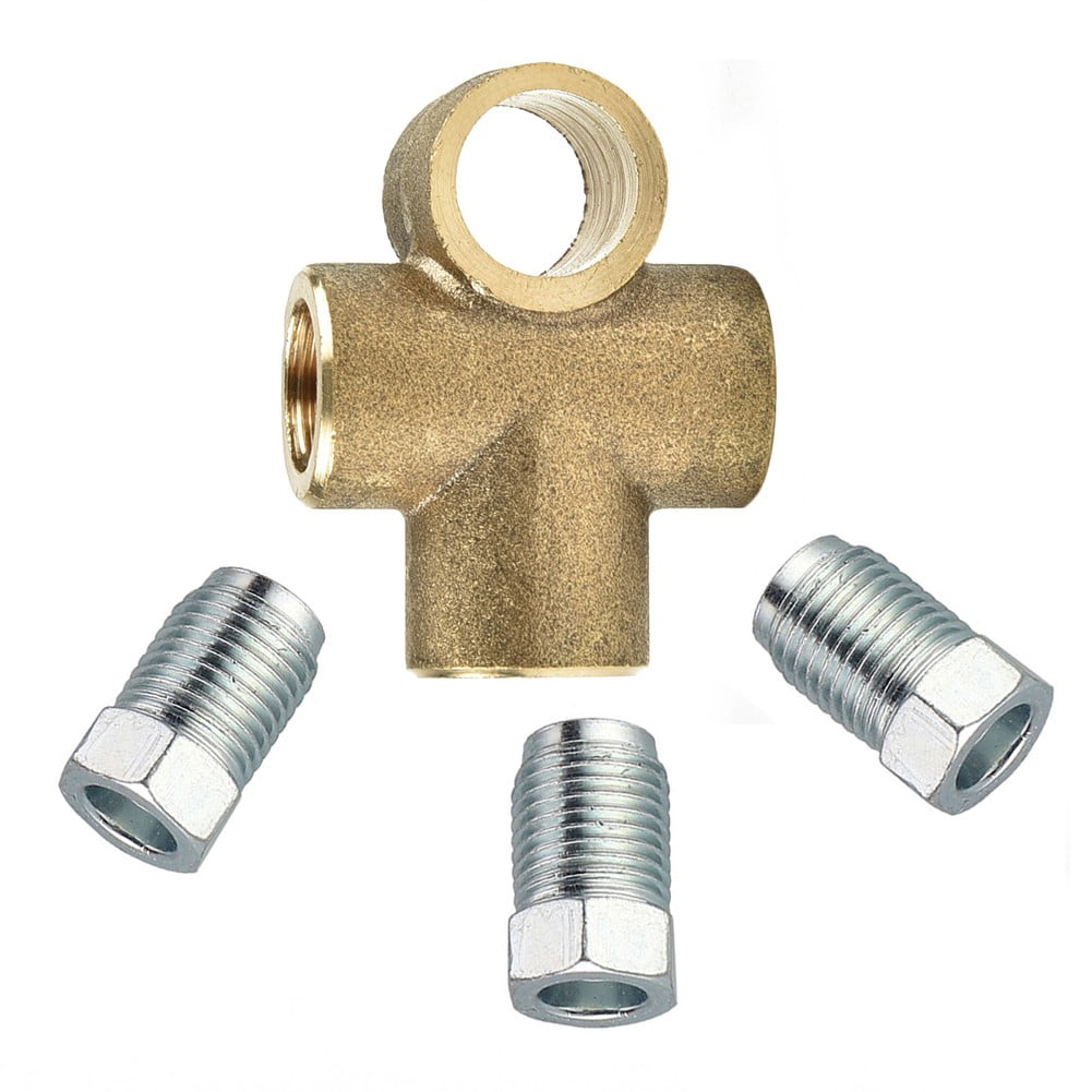3 Way Brake T Piece Tee with 3 Male Nuts Short Union 3/8 \" UNF 24 TPI ...