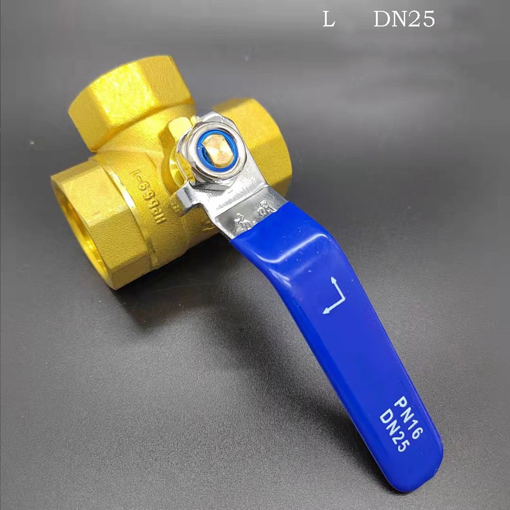 3-Way Brass Ball Valve L/T Bore Valve for Water Oil Gas - Walmart.com
