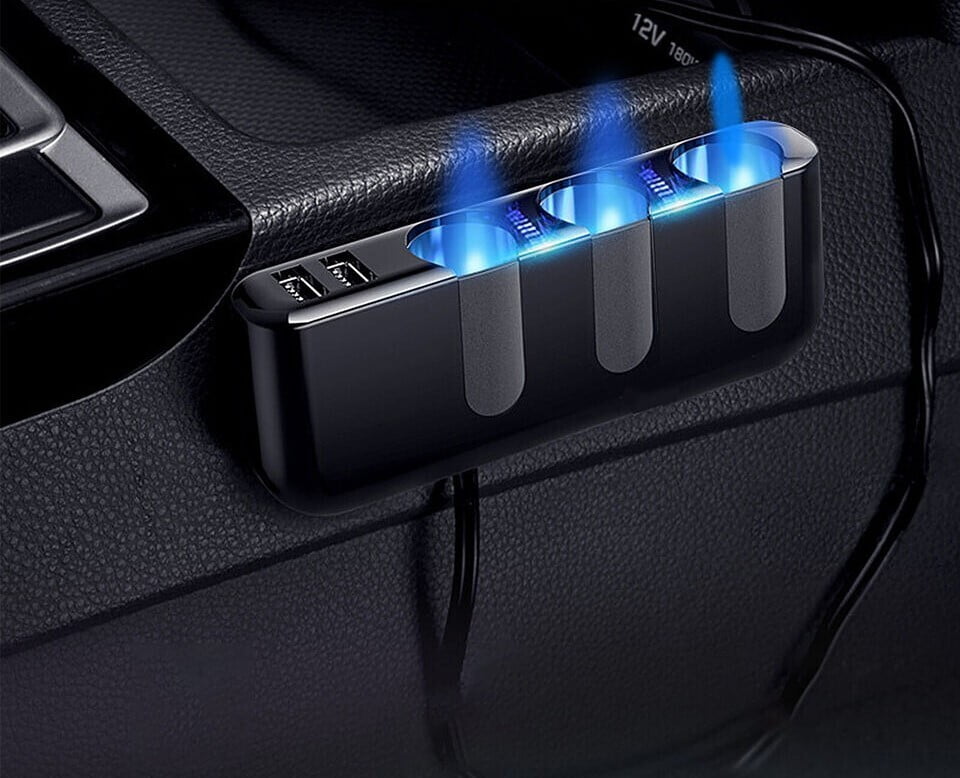 3 Way Car Cigarette Lighter Socket Dual USB Charger Power Adapter ...