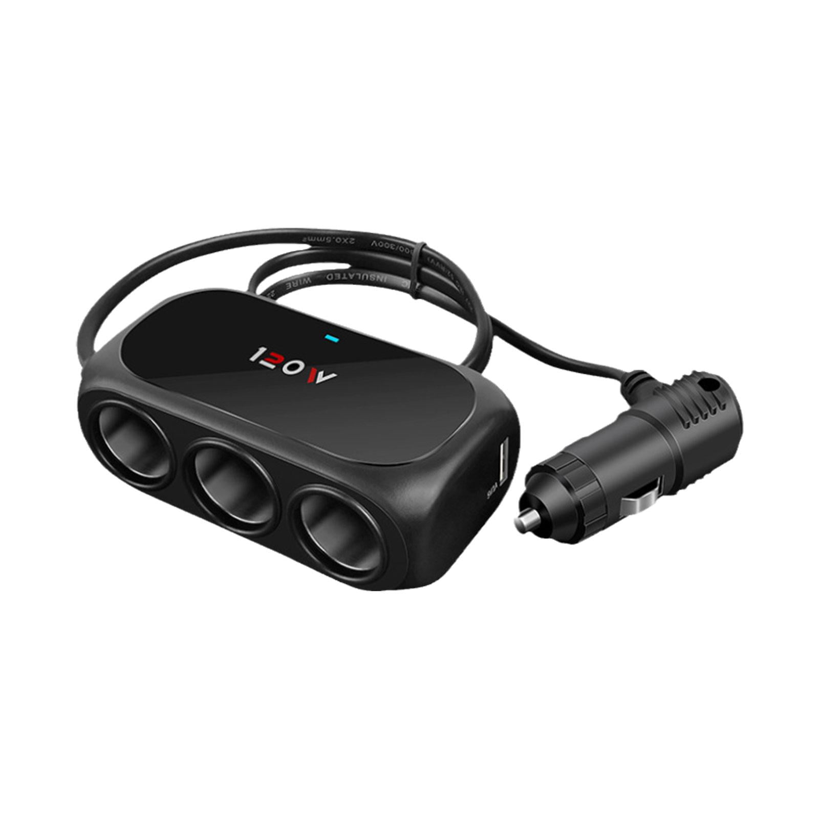 3-Way Car Cigarette Lighter Socket Splitter Dual USB Charger Power ...