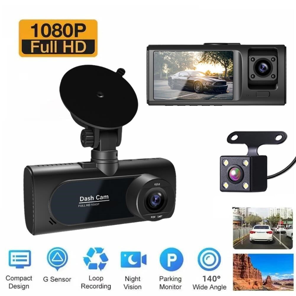 3 Way Car Dash Cam With Front Inside Rear View Recorder 1080P Fhd Dvr ...