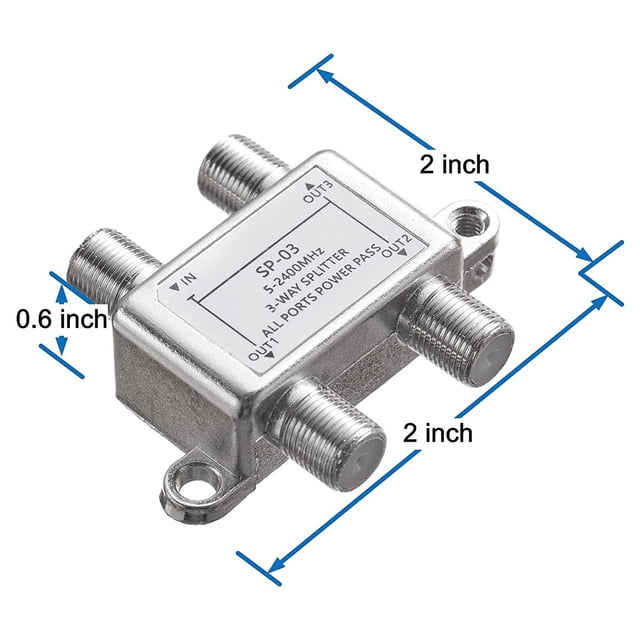 3 Way Coaxial Cable Splitter,5-2400MHz,Wroks with CATV,STB Box ...